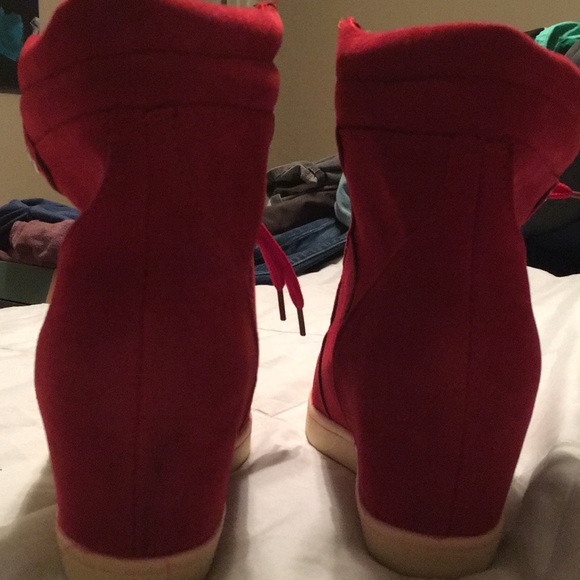 Shoes | New Red Hidden Heel Wedge Sneakers | Poshmark